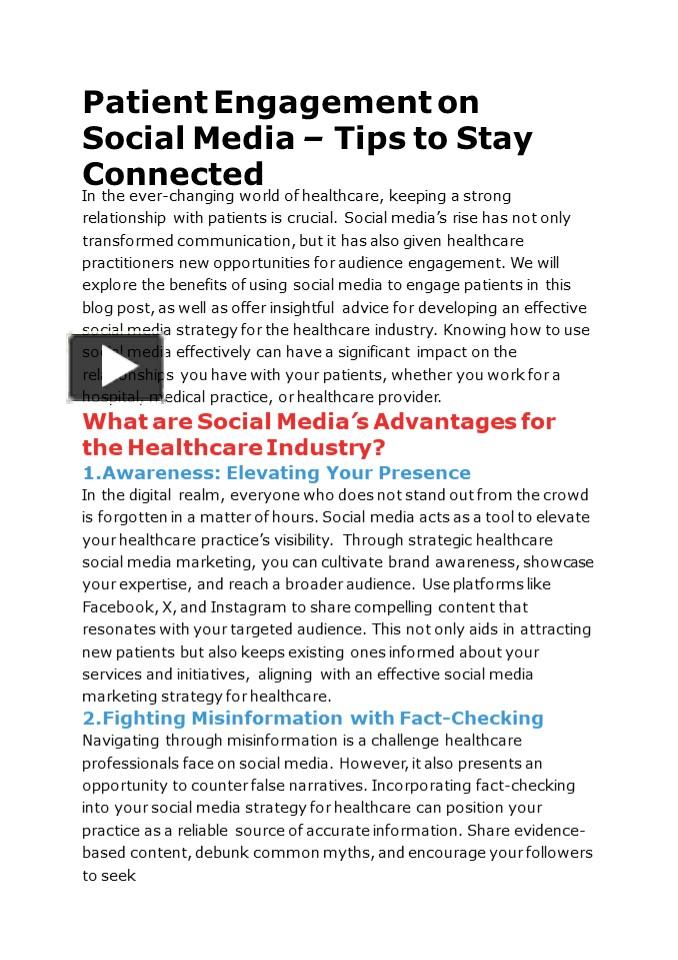 PPT – Patient Engagement on Social Media – Tips to Stay Connected ...