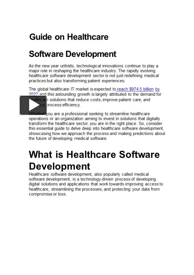 Guide on Healthcare Software Development presentation | free to download