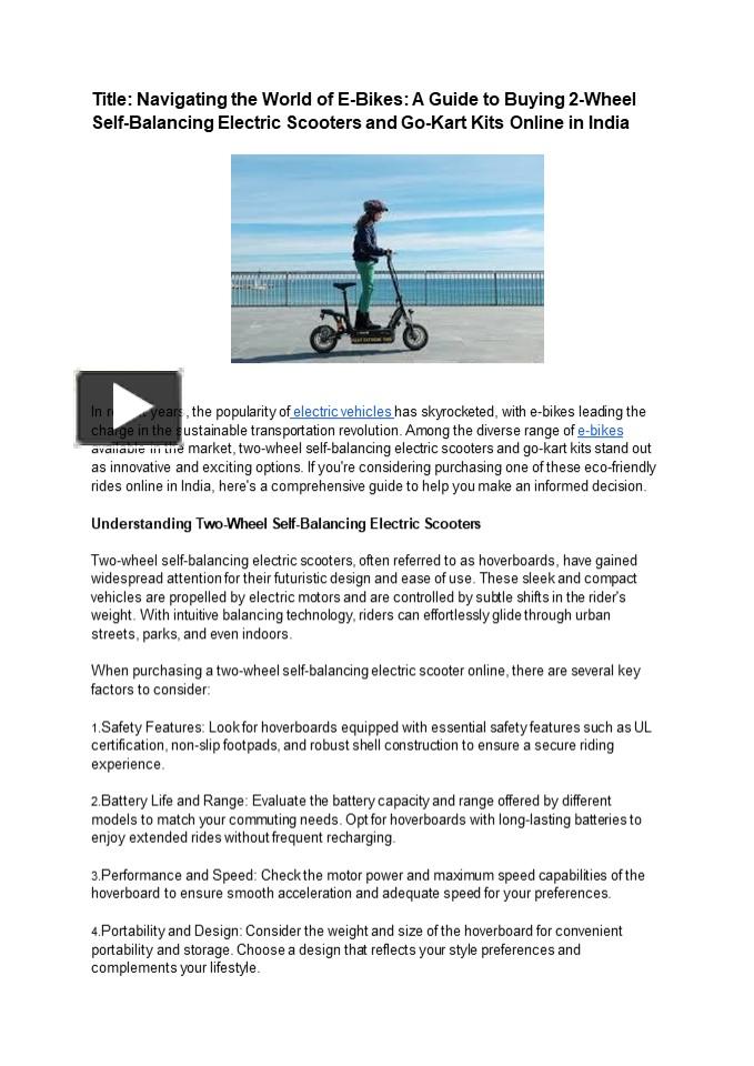 Navigating the World of E-Bikes: A Guide to Buying 2-Wheel Self ...