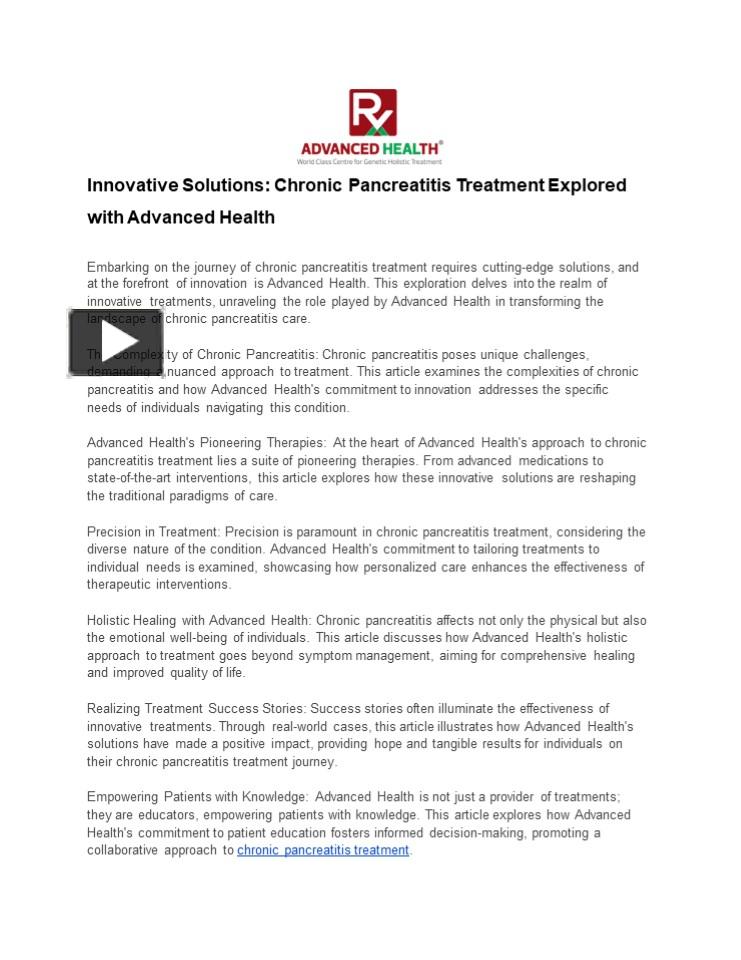 PPT – Chronic Pancreatitis Treatment PowerPoint presentation | free to ...