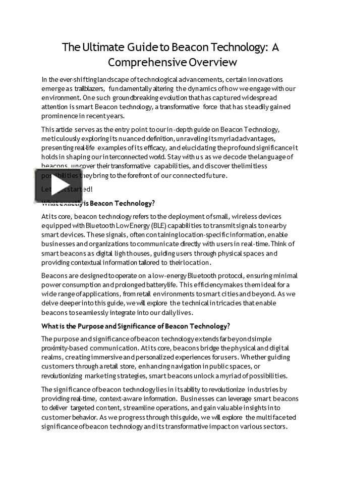 The Ultimate Guide to Beacon Technology: A Comprehensive Overview ...