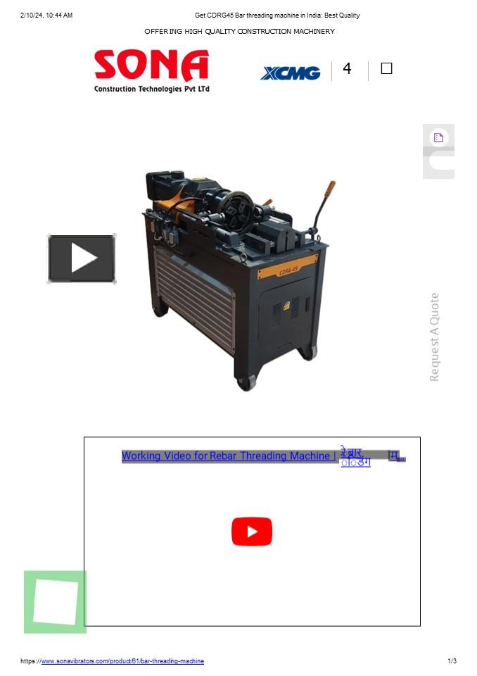 CDRG45: Rebar Threading Machine Price in India presentation | free to ...