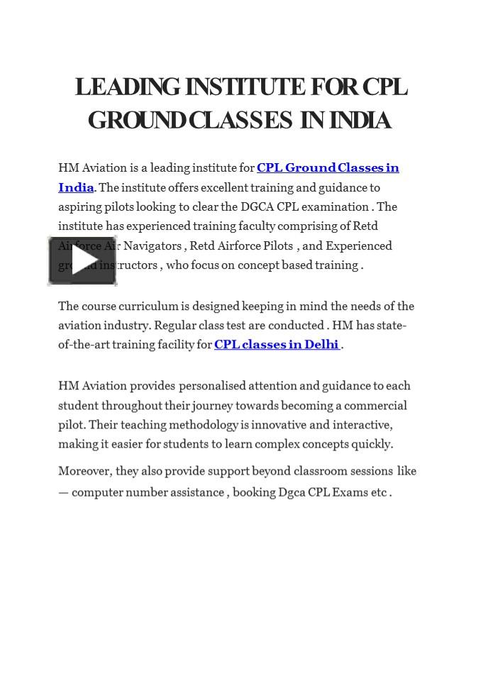 PPT – leading institute for CPL Ground Classes in India PowerPoint ...