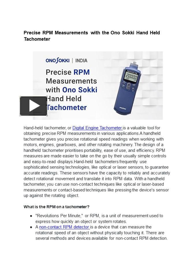 Hand Held Tachometer | Non Contact RPM Detector (1) presentation | free ...