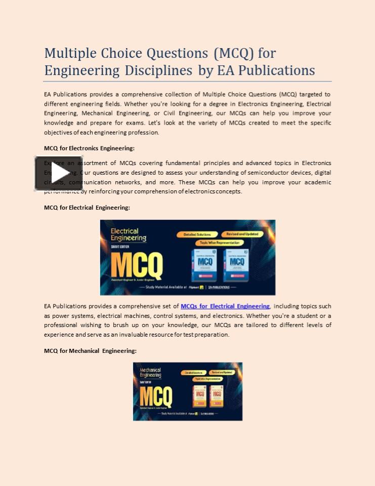 PPT – Multiple Choice Questions (MCQ) for Engineering Disciplines by EA ...
