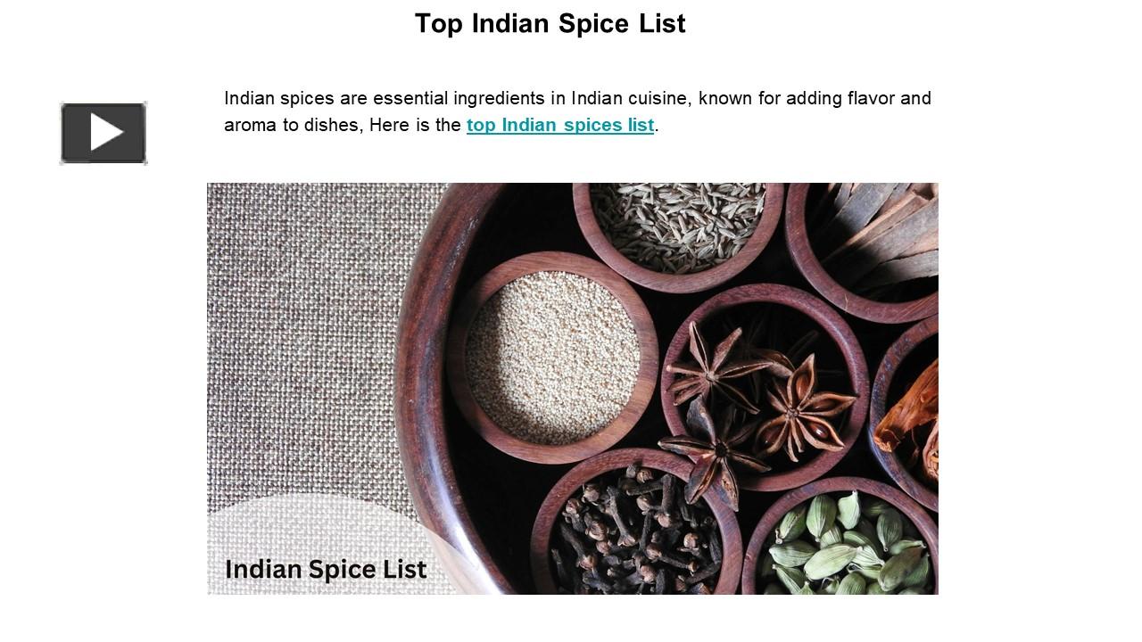 PPT – Top Indian Spice List PowerPoint presentation | free to download ...