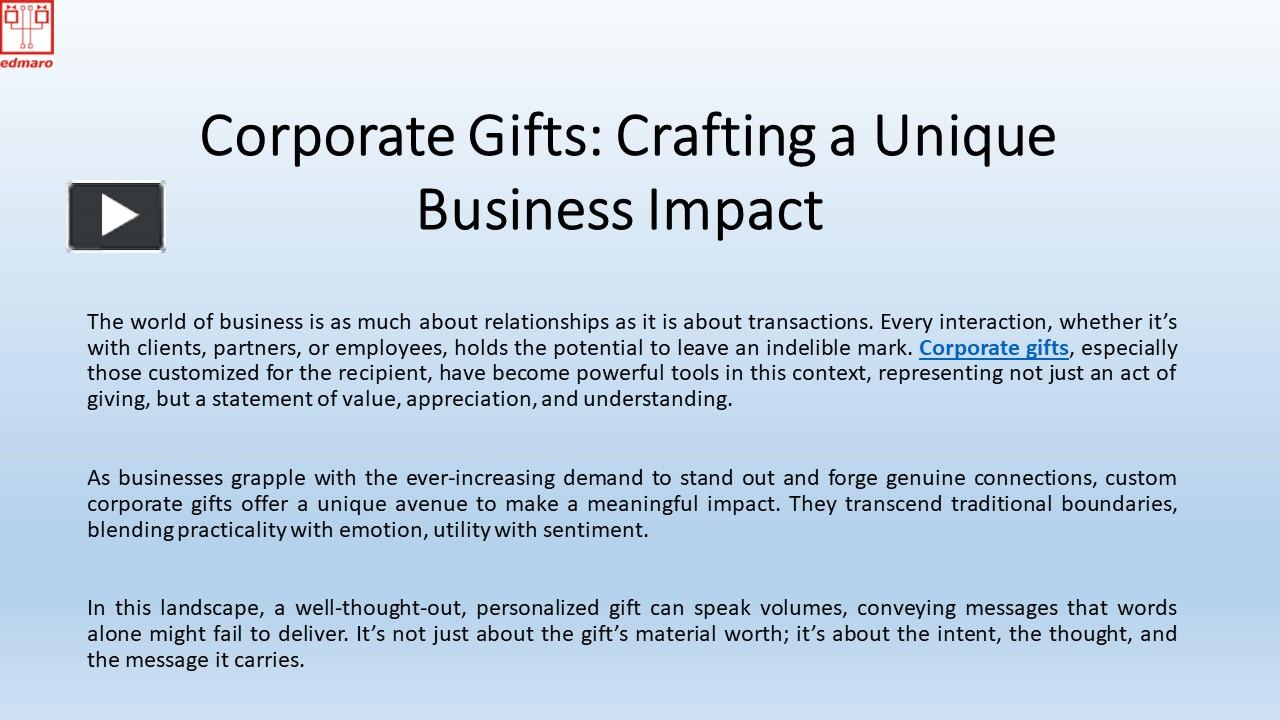 PPT- Impact of corporate gifts on business presentation | free to download