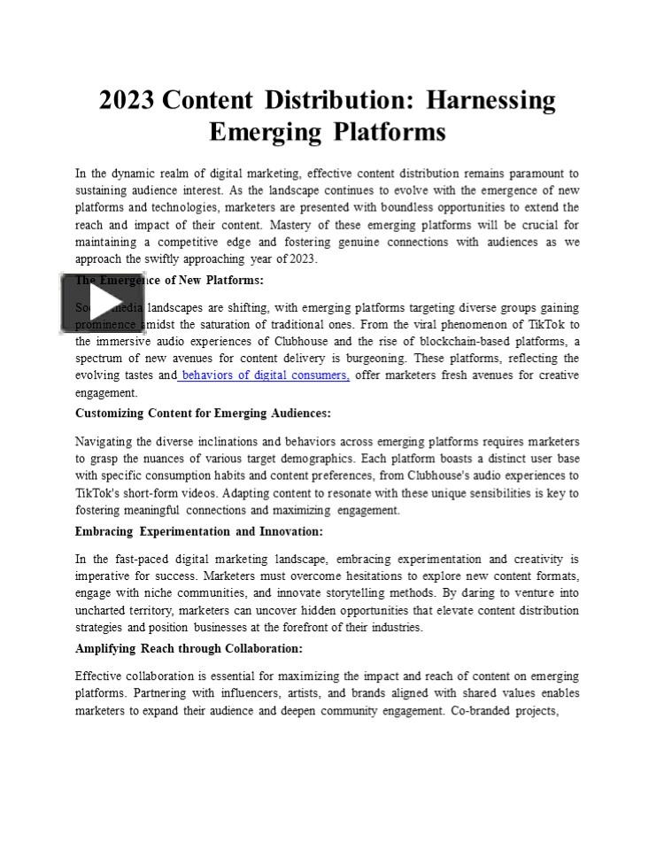 PPT – 2023 Content Distribution: Harnessing Emerging Platforms ...