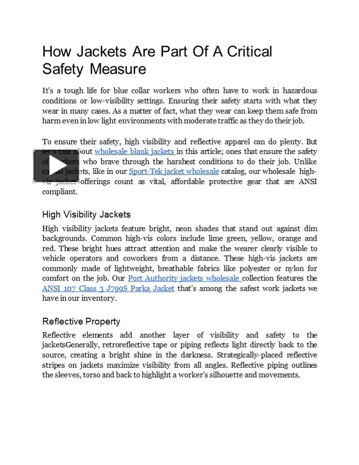 PPT – How Jackets Are Part Of A Critical Safety Measure PowerPoint ...