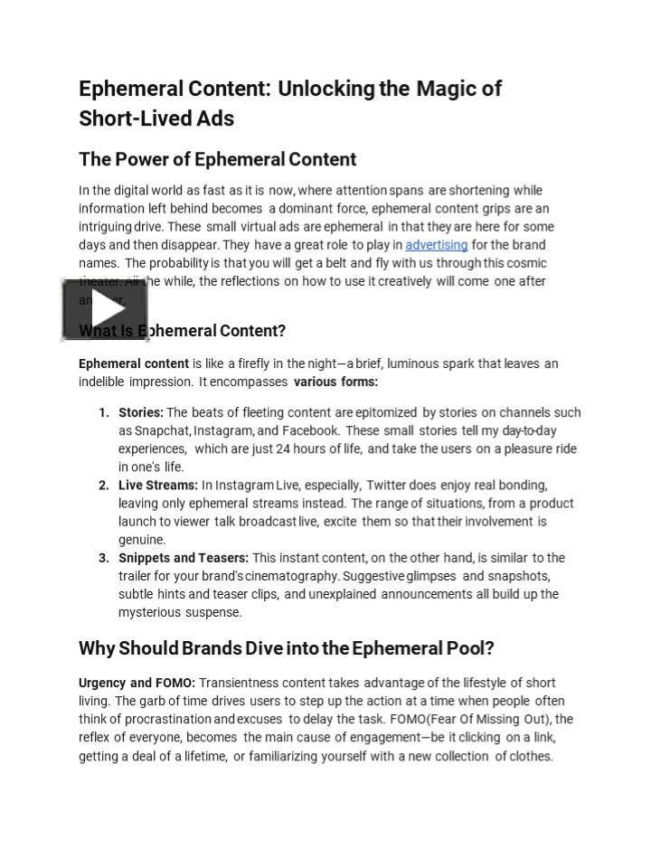PPT – Ephemeral Content: The Magic of Short-Lived Ads PowerPoint ...