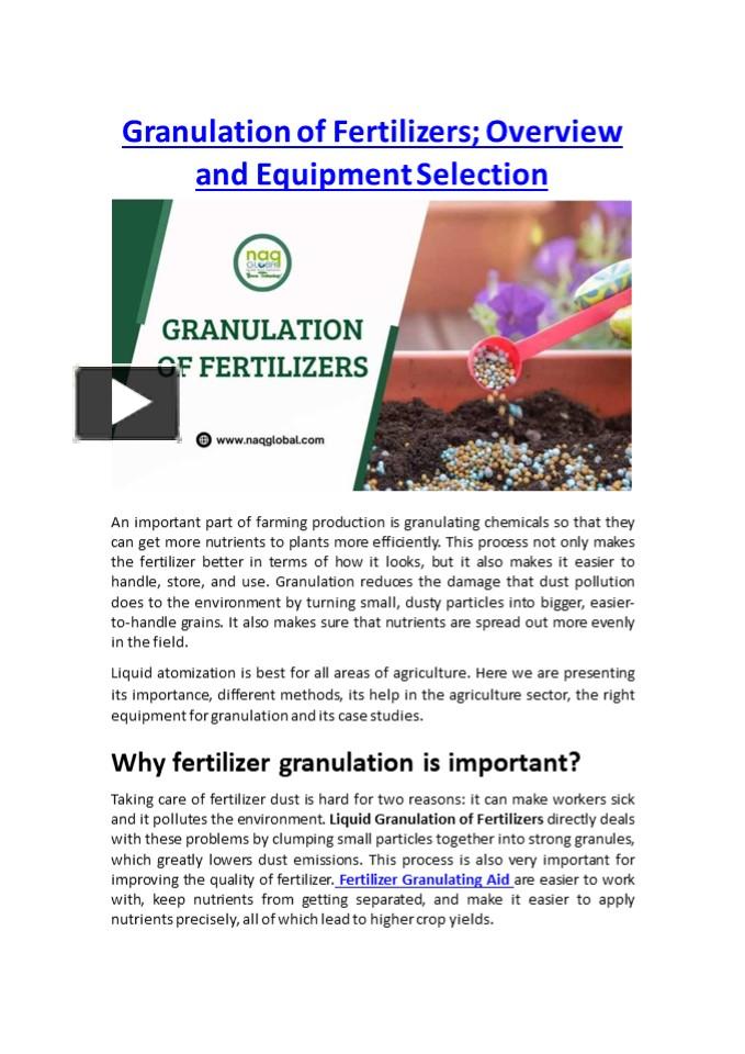 PPT – Granulation of Fertilizers: Overview and Equipment Selection ...