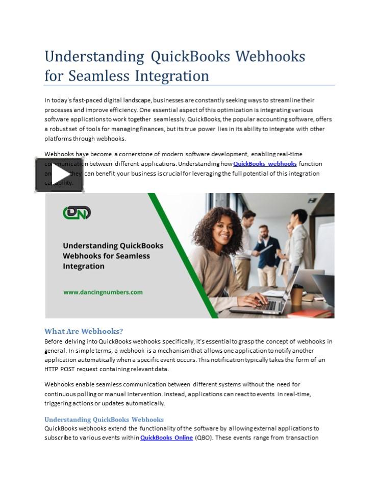 Understanding QuickBooks Webhooks for Seamless Integration presentation ...