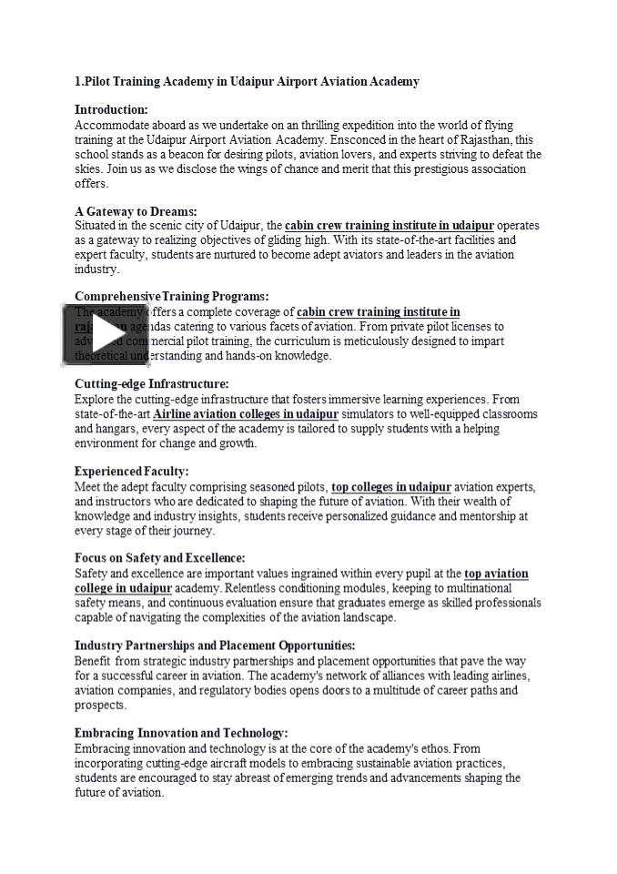 PPT – Pilot Training Academy in Udaipur Airport Aviation Academy ...