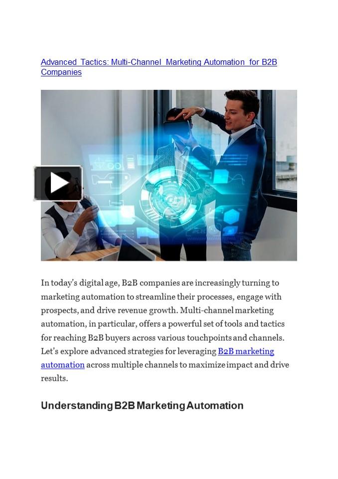 Advanced Tactics: Multi-Channel Marketing Automation for B2B Companies ...