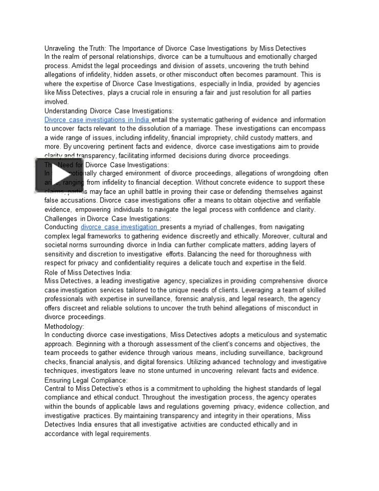 PPT – The Importance of Divorce Case Investigations by Miss Detectives ...