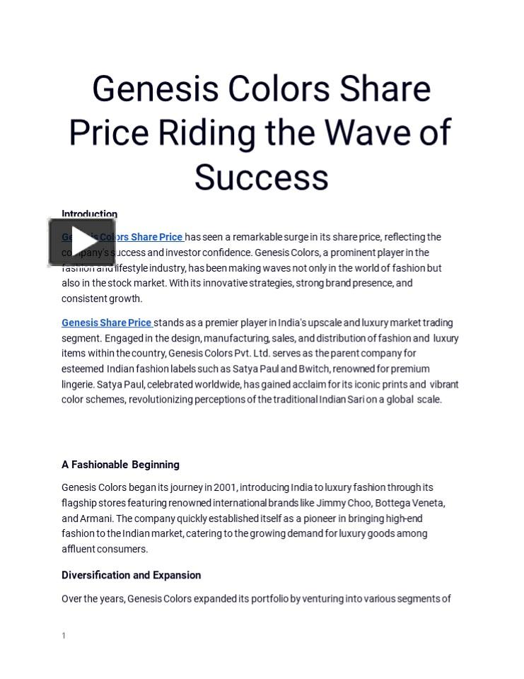 PPT – Genesis Colors Share Price PowerPoint presentation | free to ...