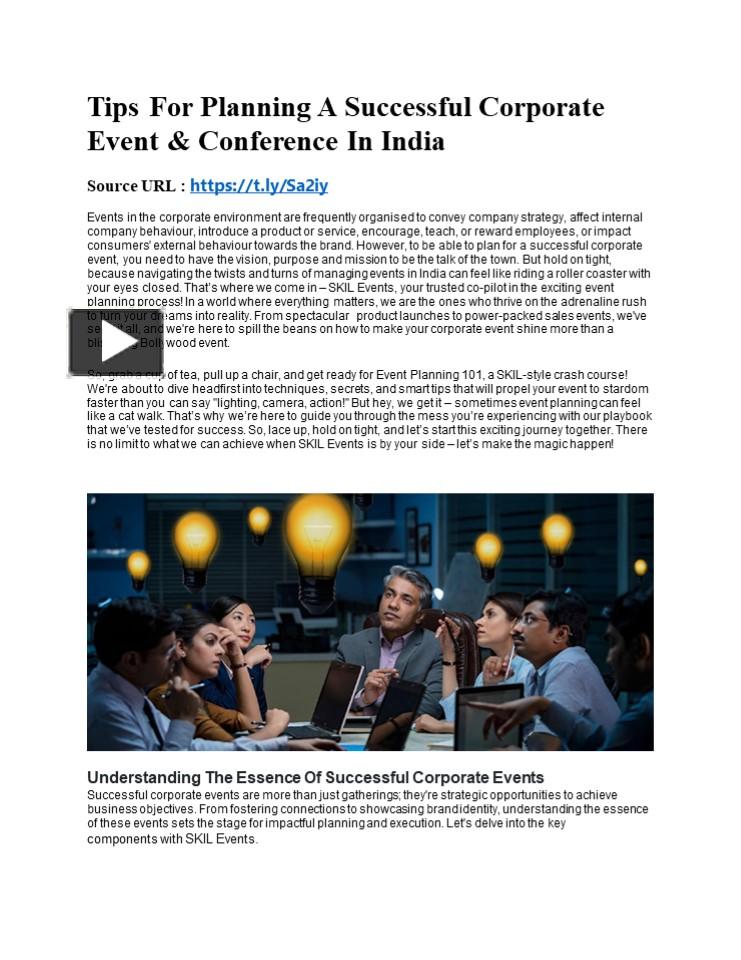 PPT – Tips For Planning A Successful Corporate Event & Conference In ...