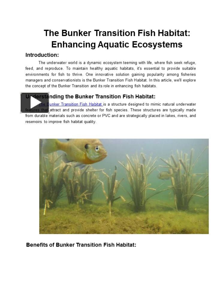 PPT – The Bunker Transition Fish Habitat: Enhancing Aquatic Ecosystems ...