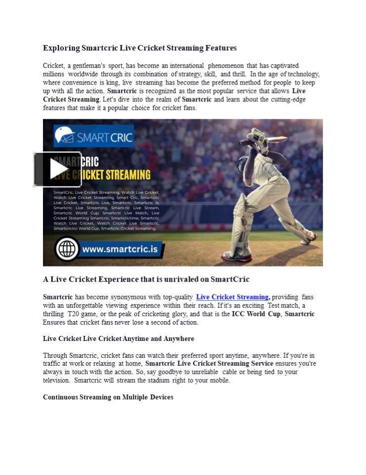 A Live Cricket Experience that is unrivaled on SmartCric presentation ...