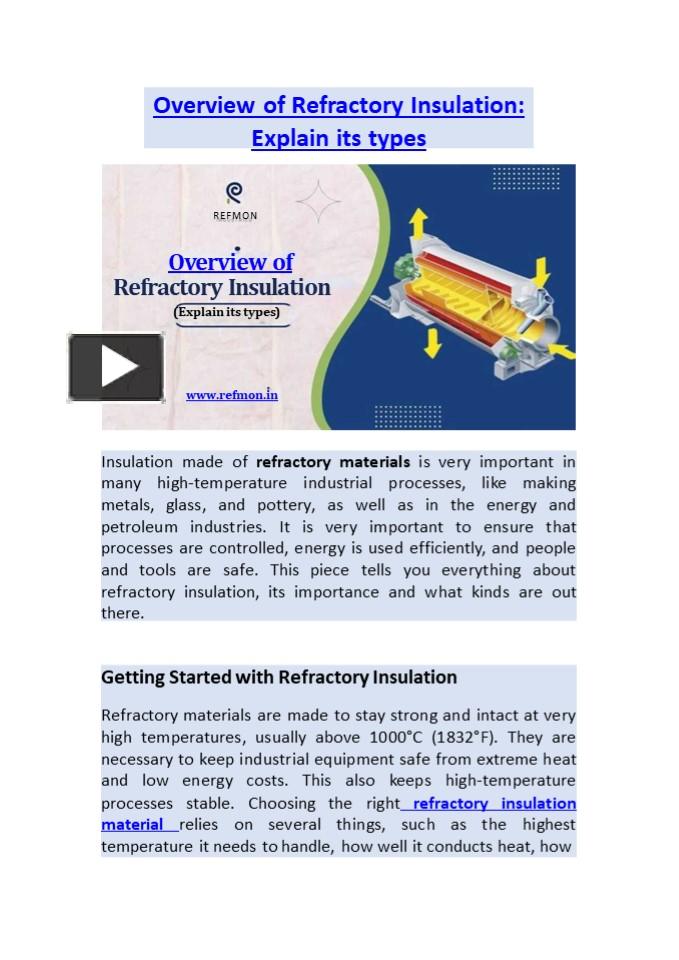 Overview of Refractory Insulation: Explain its types presentation ...