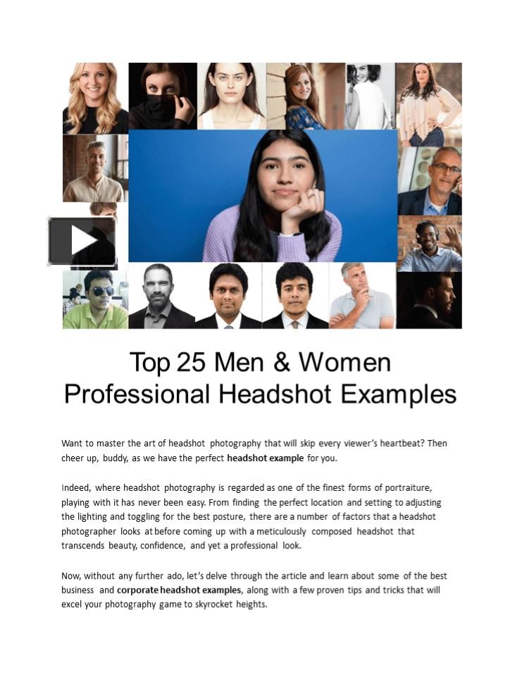 PPT – Top 25 Men & Women Professional Headshot Examples PowerPoint ...