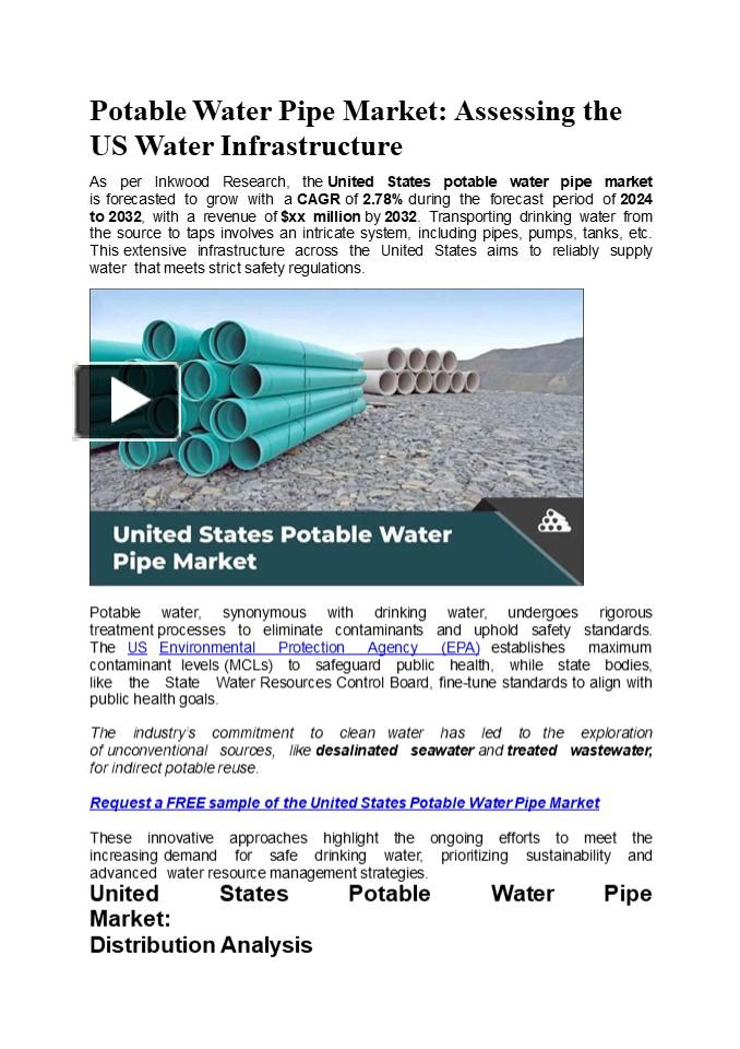PPT – Potable Water Pipe Market: Assessing the US Water Infrastructure ...