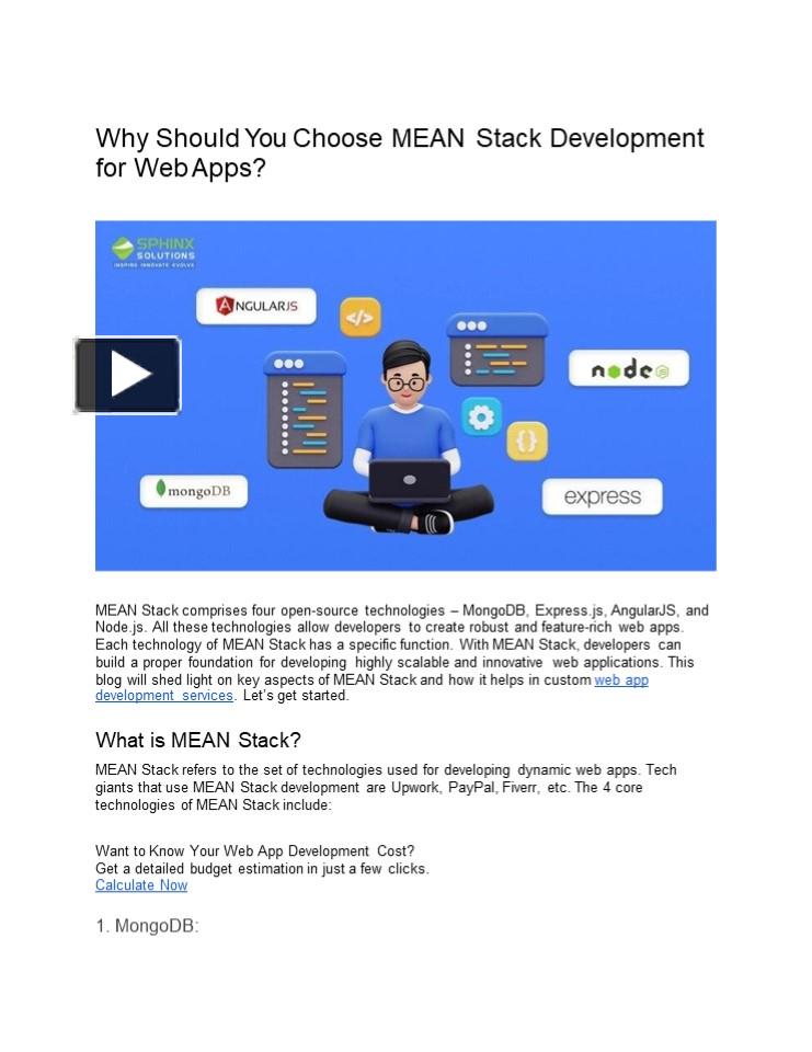 Why Should You Choose MEAN Stack Development for Web Apps? presentation ...