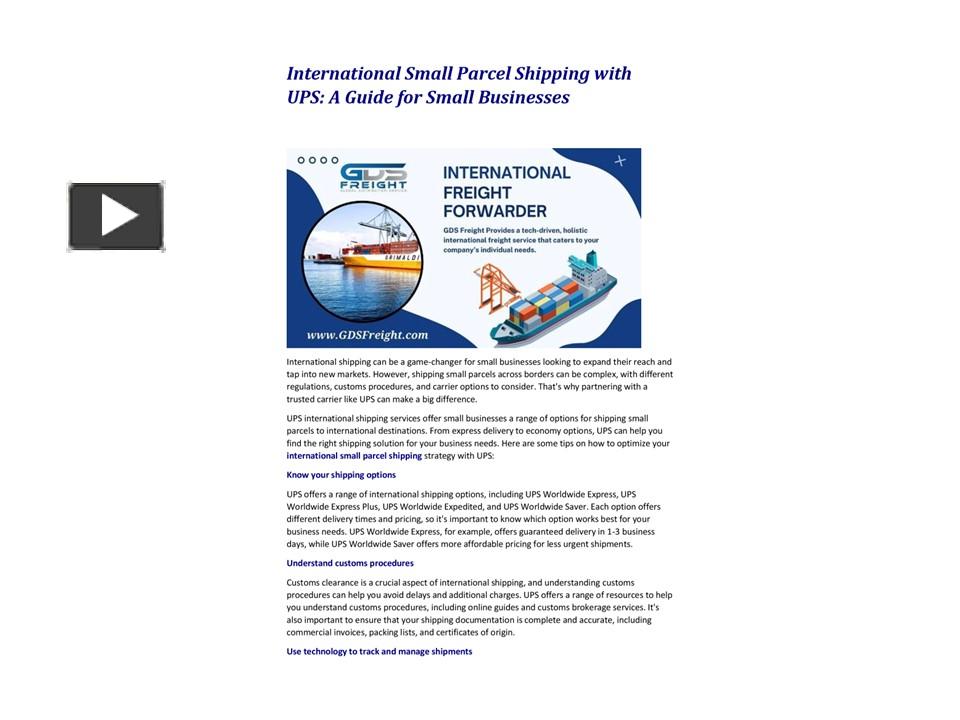 International Small Parcel Shipping with UPS: A Guide for Small ...