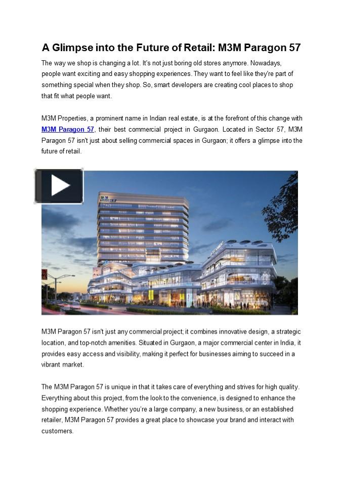 PPT – A Glimpse into the Future of Retail - M3M Paragon 57 PowerPoint ...