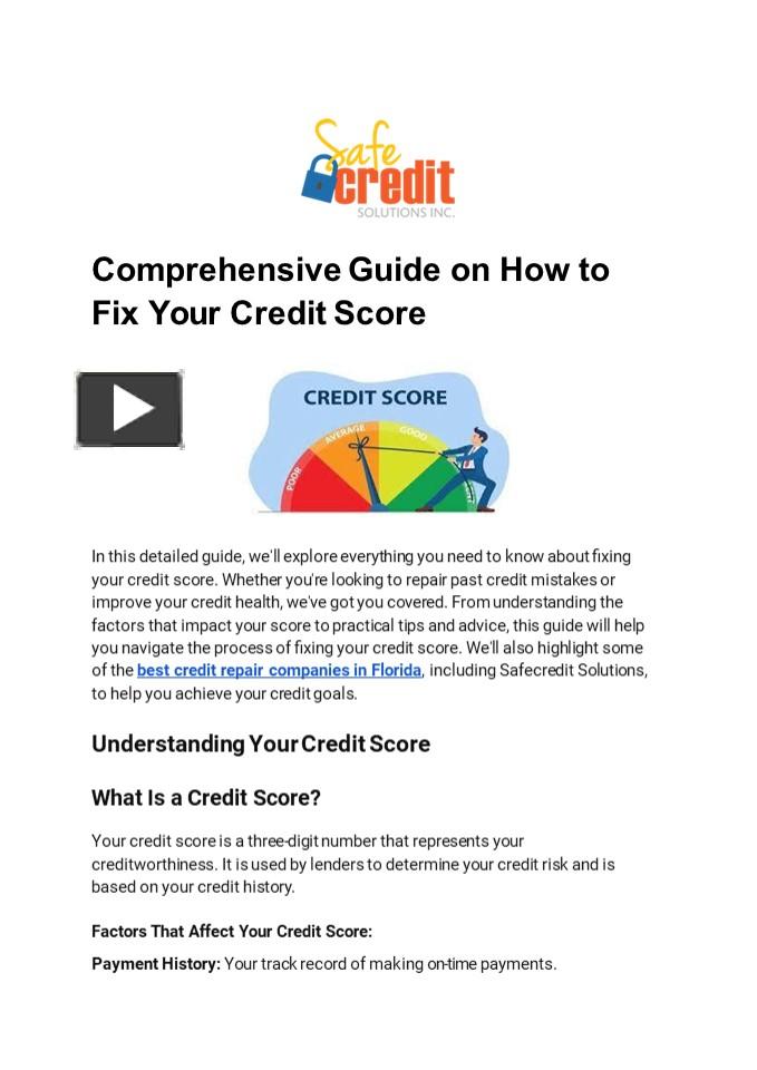 Comprehensive Guide on How to Fix Your Credit Score presentation | free ...