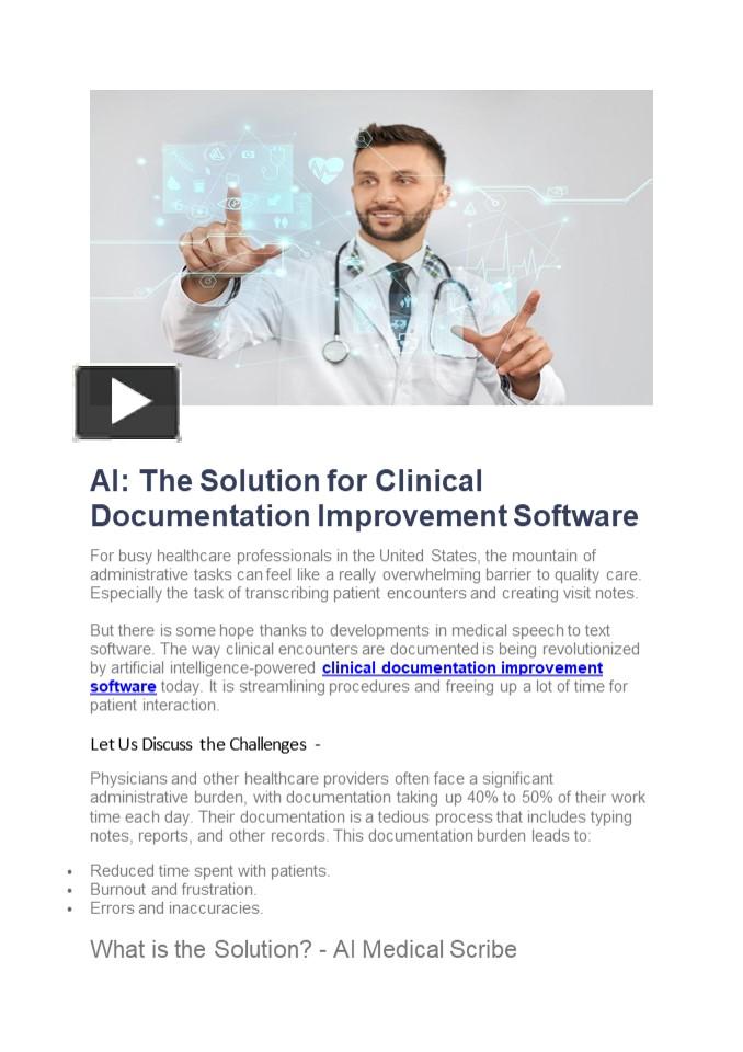 PPT – AI: The Solution for Clinical Documentation Improvement Software ...