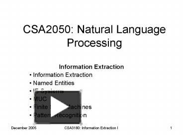 PPT – CSA2050: Natural Language Processing PowerPoint presentation ...