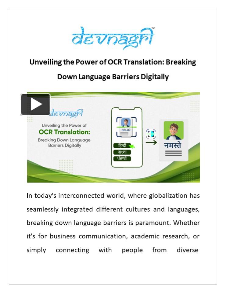 PPT – Unveiling the Power of OCR Translation: Breaking Down Language ...
