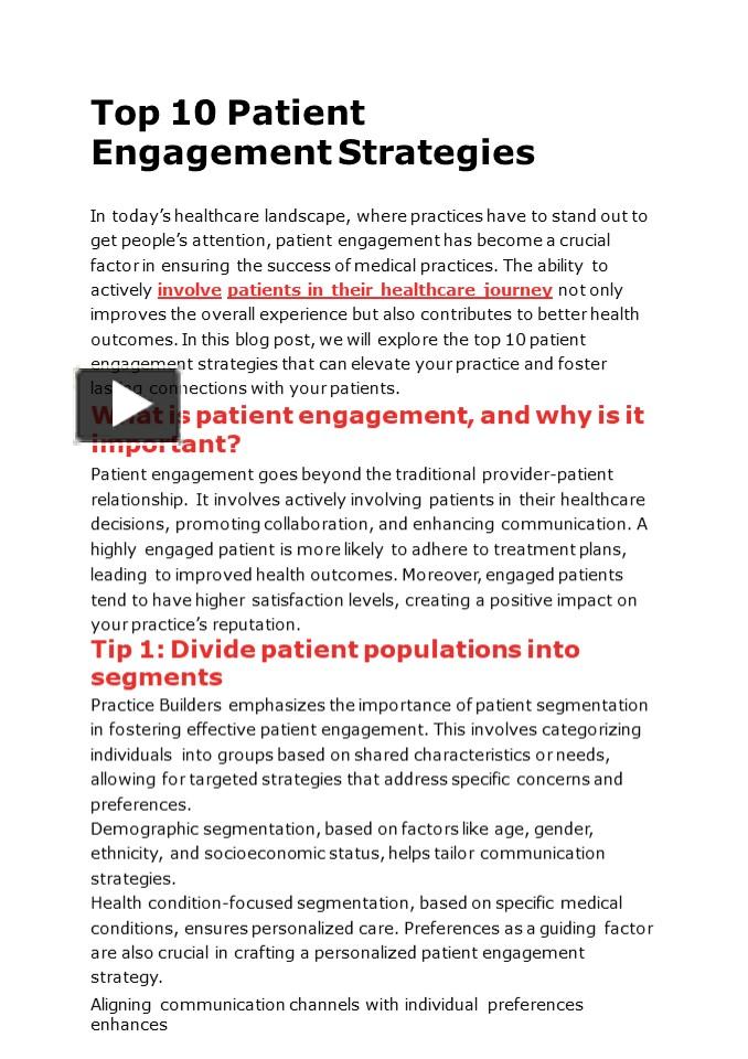 PPT – Top 10 Patient Engagement Strategies – Practice Builders ...