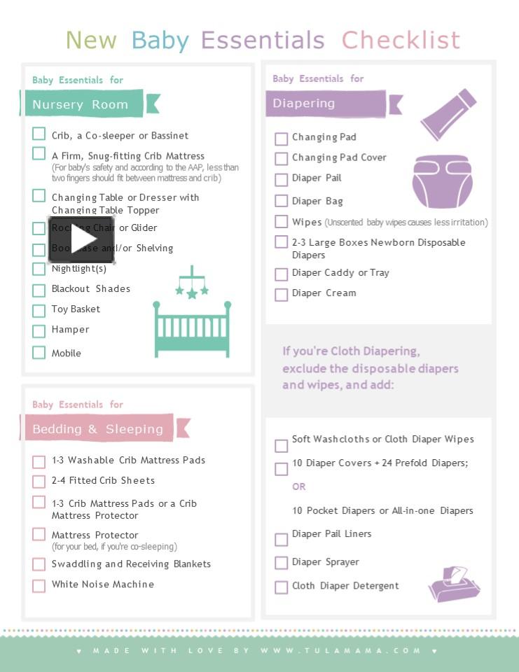 New Baby Essentials Checklist presentation | free to download
