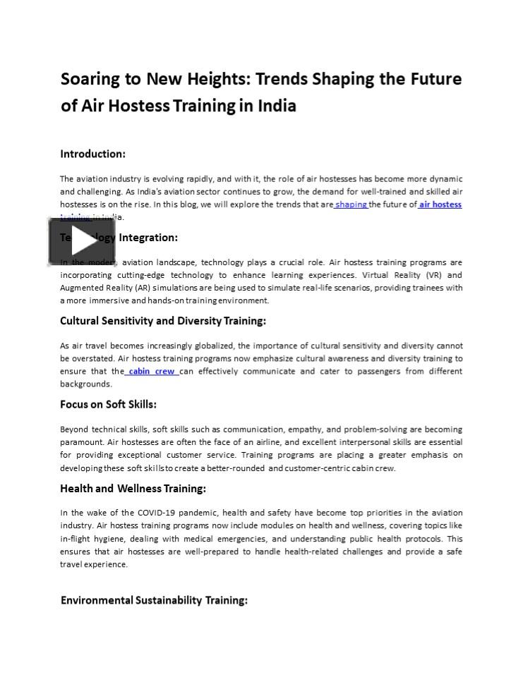 PPT – Soaring to New Heights: Trends Shaping the Future of Air Hostess ...