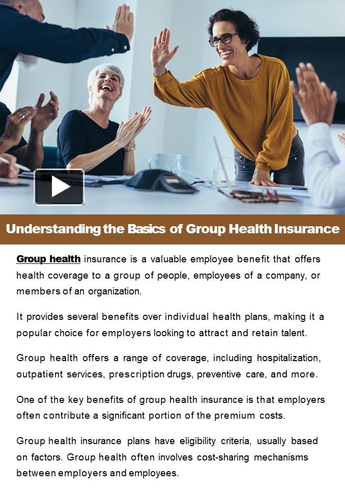 Understanding the Basics of Group Health Insurance presentation | free ...