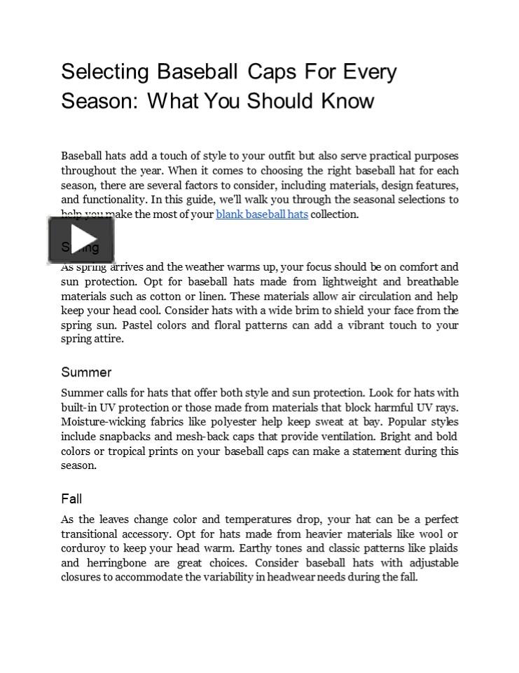 PPT – Selecting Baseball Caps For Every Season: What You Should Know ...