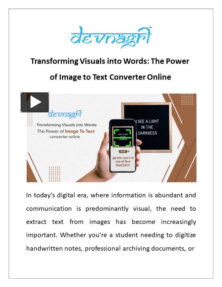 PPT – Transforming Visuals into Words: The Power of Image to Text ...