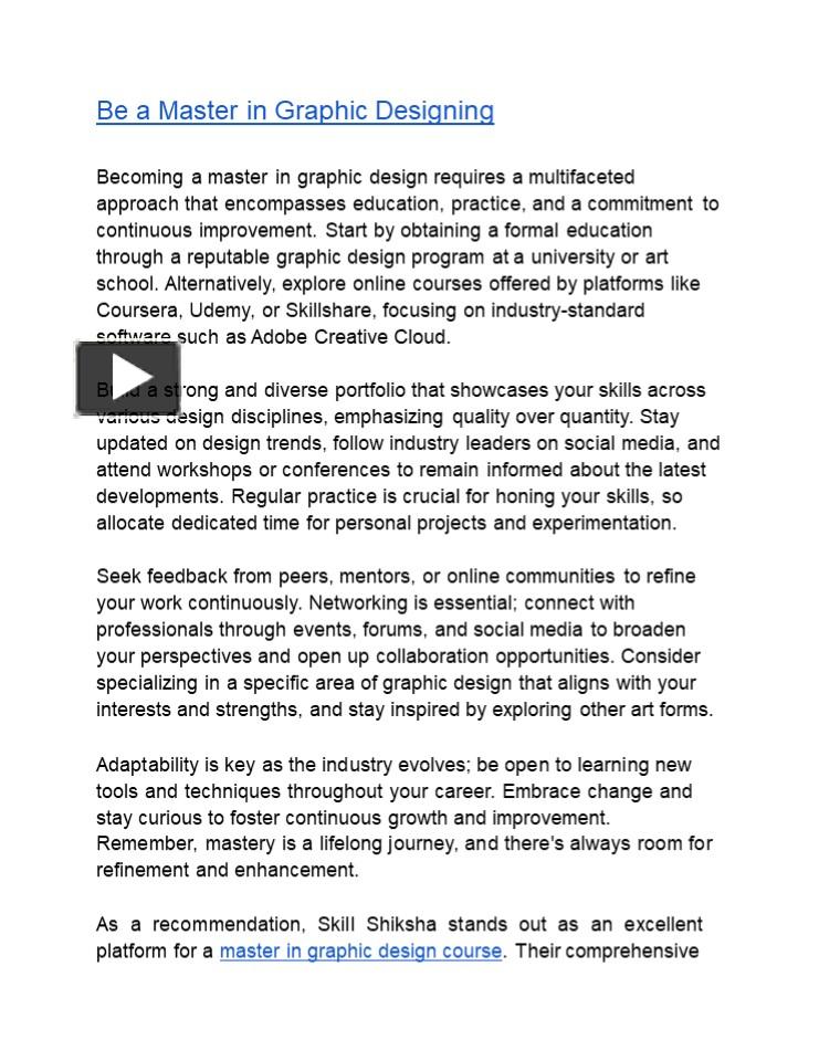 PPT – Master in Graphic Design Course PowerPoint presentation | free to ...