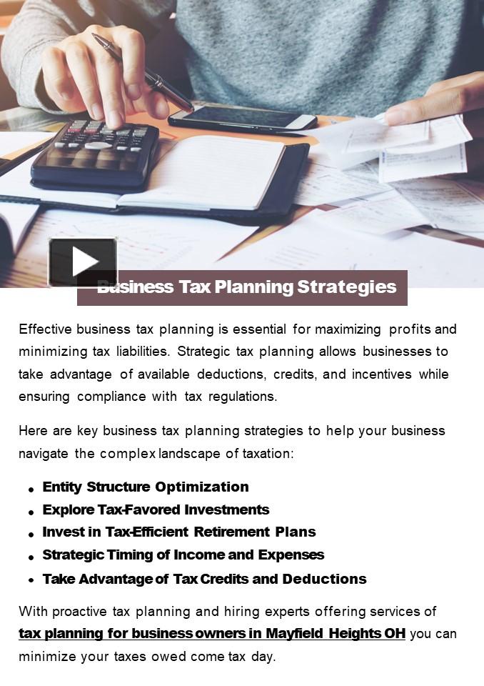 Business Tax Planning Strategies presentation | free to download