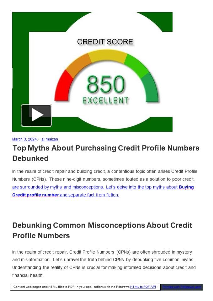 PPT – Myths About Purchasing Credit Profile Numbers Debunked PowerPoint ...
