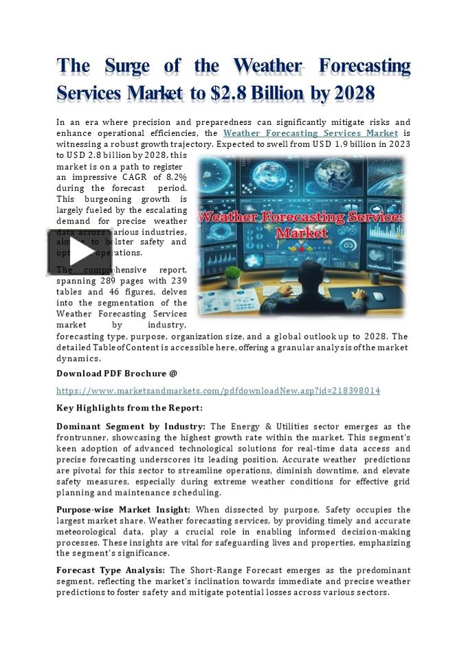 PPT – The Surge of the Weather Forecasting Services Market to $2.8 ...