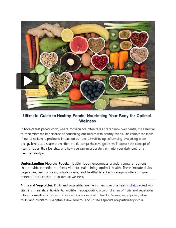 PPT – Ultimate Guide to Healthy Foods: Nourishing Your Body for Optimal ...
