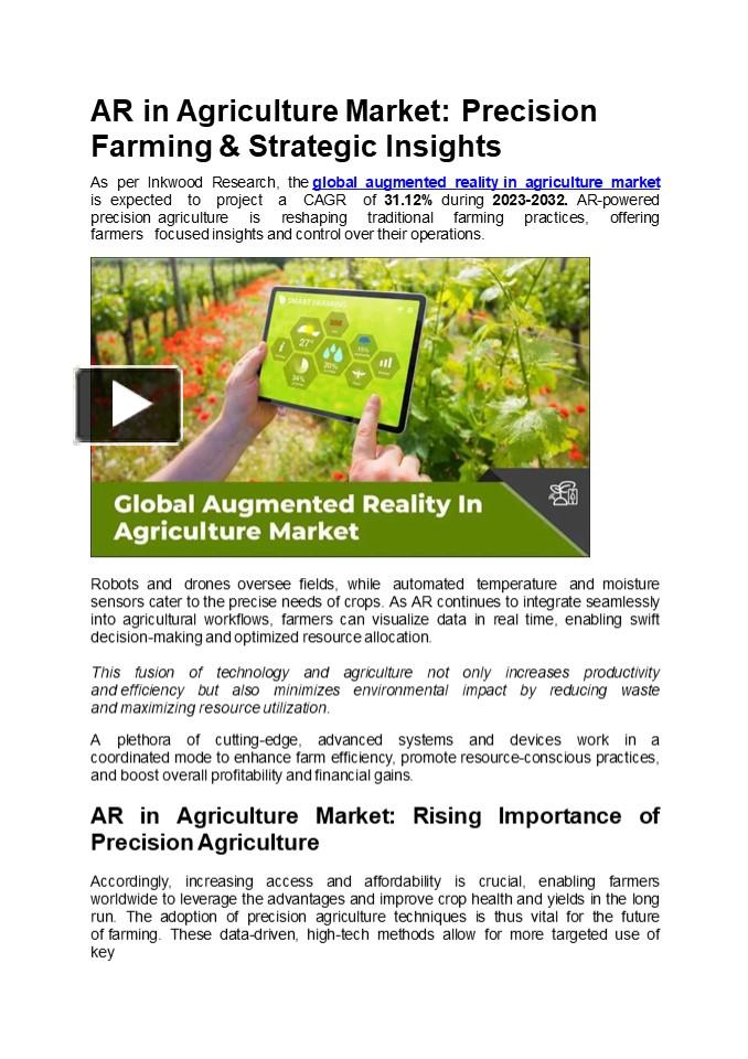 AR in Agriculture Market: Precision Farming & Strategic Insights ...