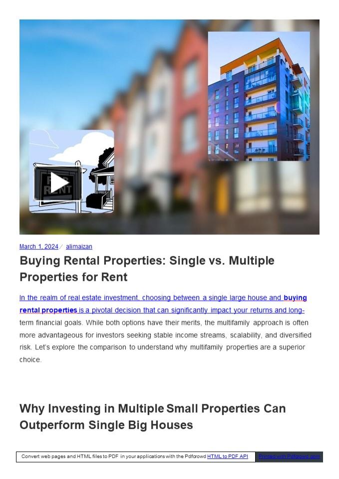 Buying Rental Properties: Single vs. Multiple Properties for Rent ...
