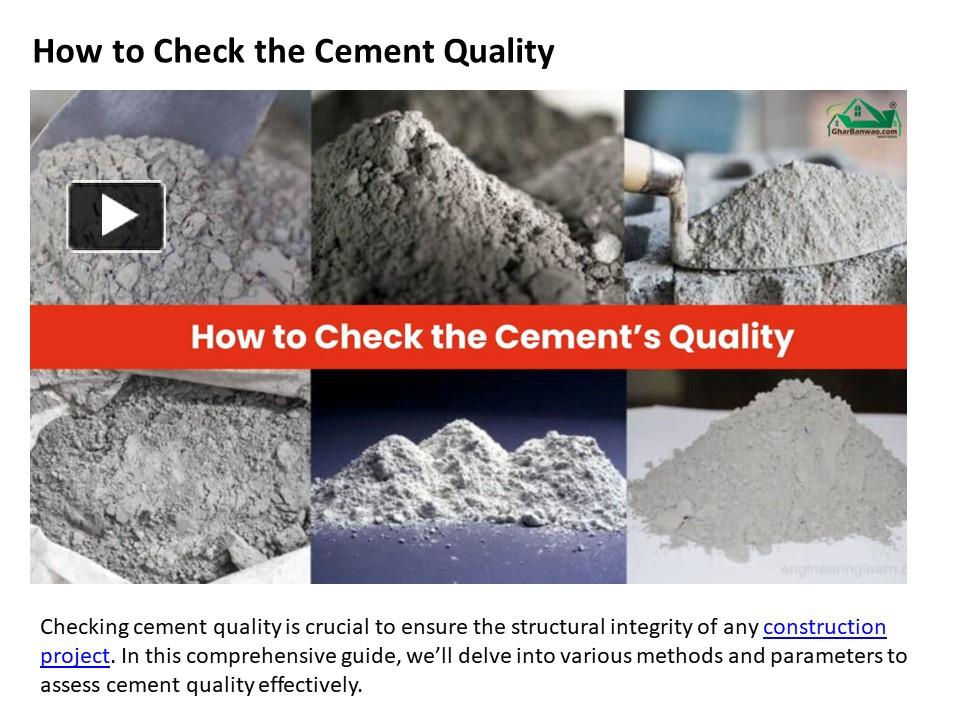 How to Check the Cement Quality presentation | free to download
