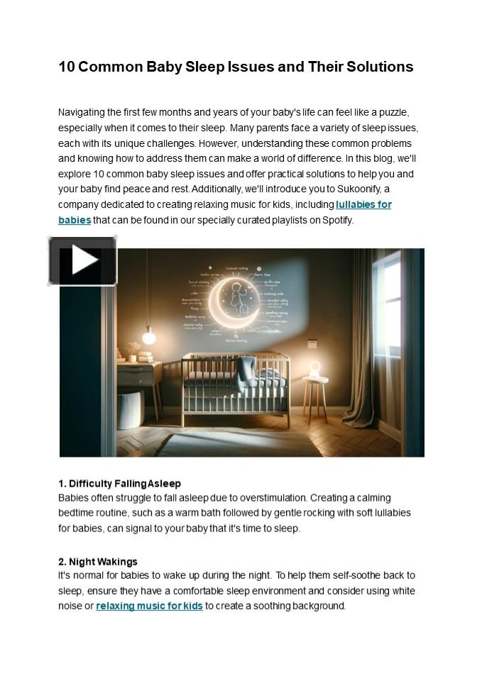 10 Common Baby Sleep Issues and Their Solutions presentation | free to ...