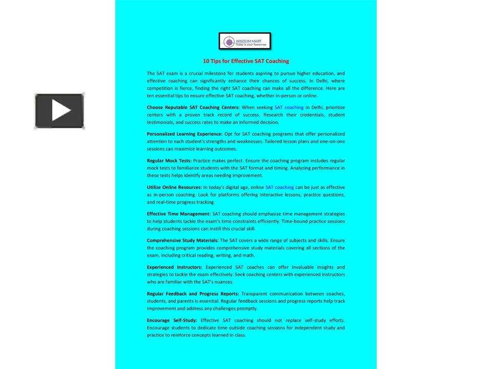 10 Tips for Effective SAT Coaching presentation | free to download