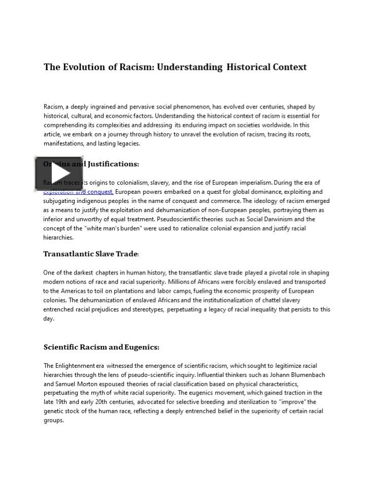 The Evolution of Racism: Understanding Historical Context presentation ...